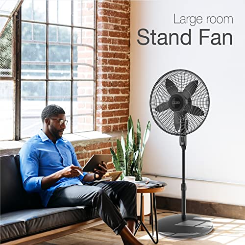 Lasko S18440 Performance 18-inch Oscillating Pedestal Standing Floor Fan with Remote Control and Adjustable Stand for Indoor, Bedroom, Living Room, Home Office & College Dorm Use β Black