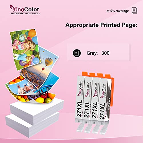 YingColor Ink 271 Gray Compatible Replacement for Canon 271 Ink Cartridges to use with PIXMA TS9020 TS8020 MG7720 Printer (4 Gray)