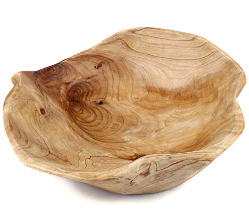 EWEIGEER Wooden Fruit Salad Serving Bowl Hand-Carved Root Bowls Creative Living Room Real Wood Candy Bowl 8"-10"