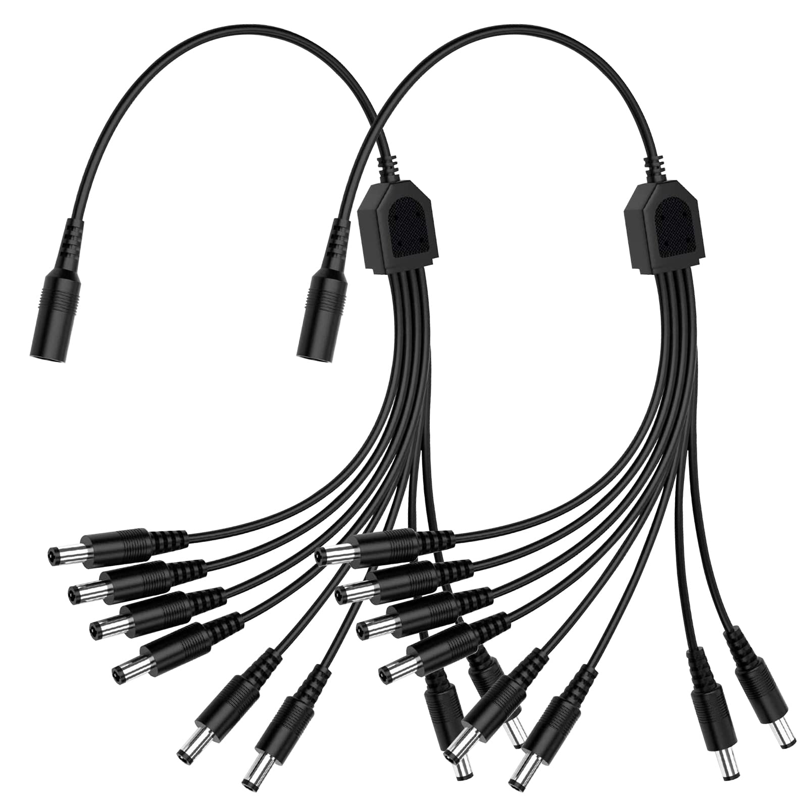 ANLINK 2Pack DC 1 Female to 8 Male 5.5mm*2.1mm Output Power Splitter Cable, 1 to 8 Way Y Splitter Adapter Wire for CCTV Security Cameras, Router, LED Light Strip and More (2 Pack,8 Way)