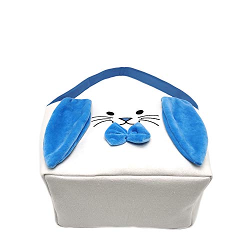LO LORD LO Easter Bunny Baskets Easter Bag Bucket for Easter Egg Hunt Stuffers with Fluffy Ears for Kids (fluffy-green)