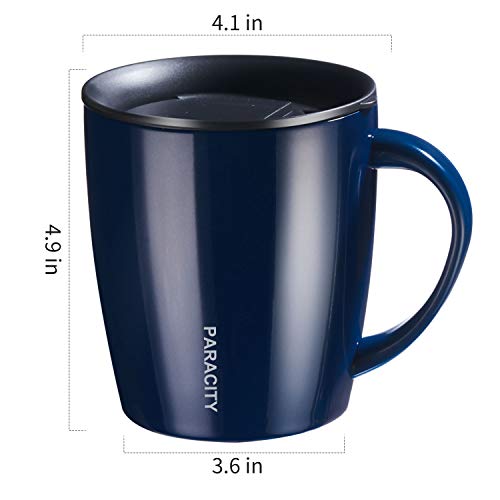 PARACITY Insulated Coffee Mug Stainless Steel Coffee Mug with Lid Handle Double Wall Vacuum Travel Mug Camping Tumbler Cup Men Women 12 oz