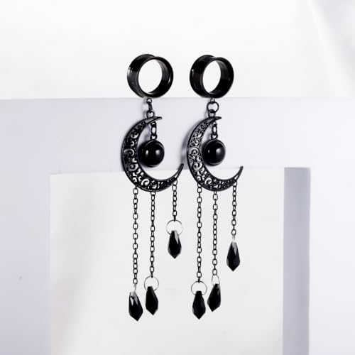 Maxbott 2PCS Stainless Steel Beautiful Flowers Ear Weights hangers for Stretched Ears Gauges Ear Plugs Tunnels Body Piercing Jewelry (6G(4mm), Silver)