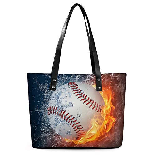 Womens Handbag Baseball Ball Leather Tote Bag Top Handle Satchel Bags For Lady