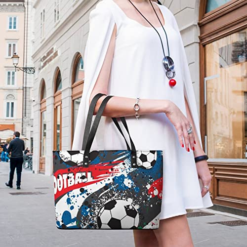 Womens Handbag Football Sport Leather Tote Bag Top Handle Satchel Bags For Lady