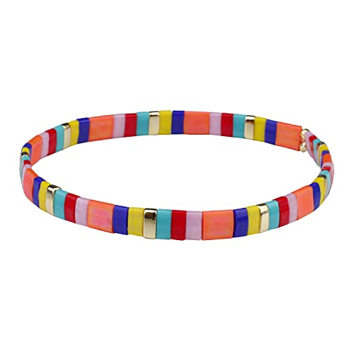 KANYEE Bracelet for Women Colorful Tila beads Bracelet Bohemian Friendship Stretch Bracelets-Red