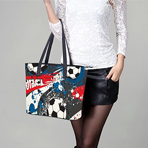 Womens Handbag Football Sport Leather Tote Bag Top Handle Satchel Bags For Lady