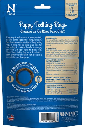 N-Bone Puppy Teething Rings Peanut Butter Flavor Dog Treat, 6 Count Bag, 7.2-oz