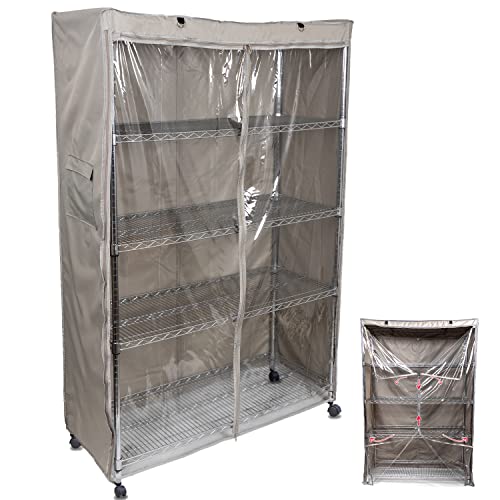 YLOVAN Storage Shelf Cover Wire Rack Shelving Dust Protective, Fits Racks 48" Lx19''Dx72''H One Side See Through Panel (Cover only)