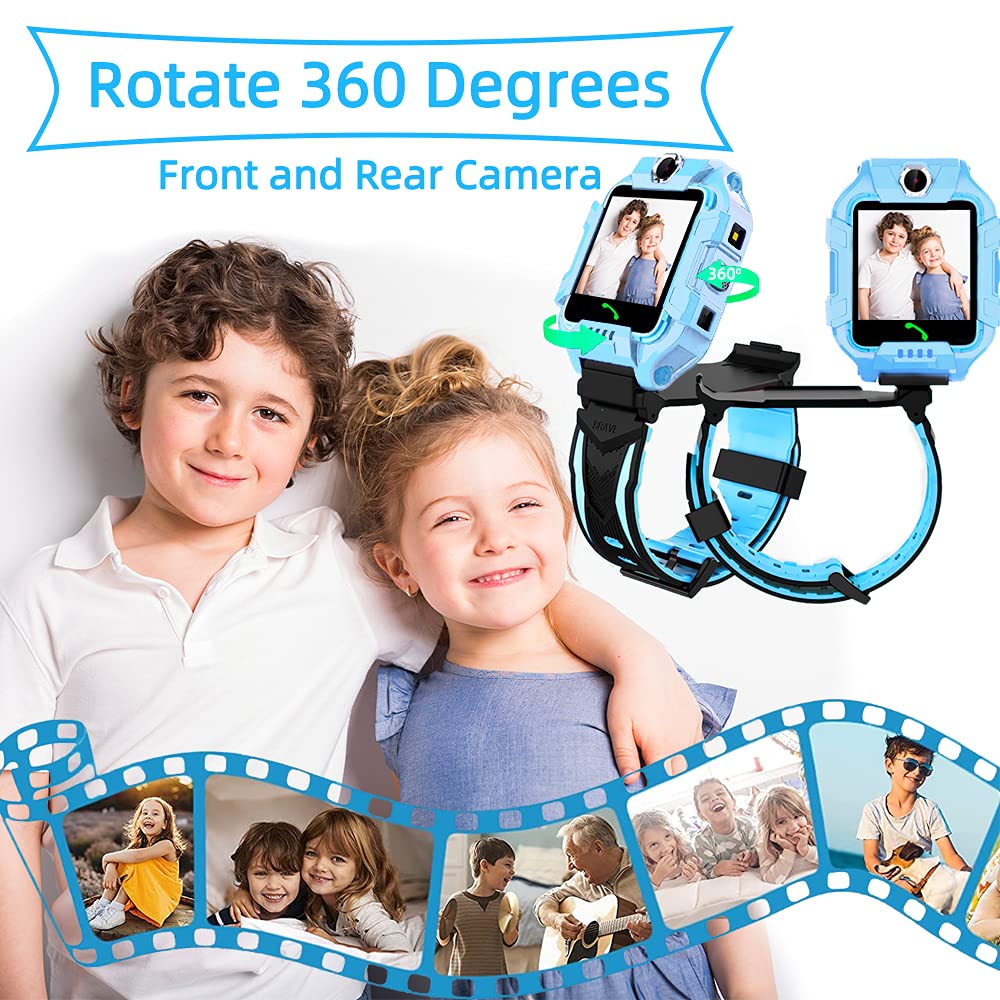 Smart Watch for Kids,Touch Screen Game Watch with 360° rotated Body Design, Waterproof Kids Smartwatch with SOS Call Music Player Dual Camera Alarm Clock Birthday