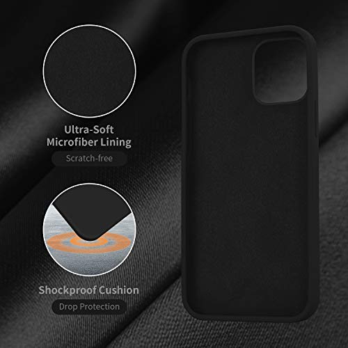 Cordking Compatible with iPhone 12 Pro Max case, Silicone Ultra Slim Shockproof Phone Case with [Soft Anti-Scratch Microfiber Lining], 6.7 inch, Black