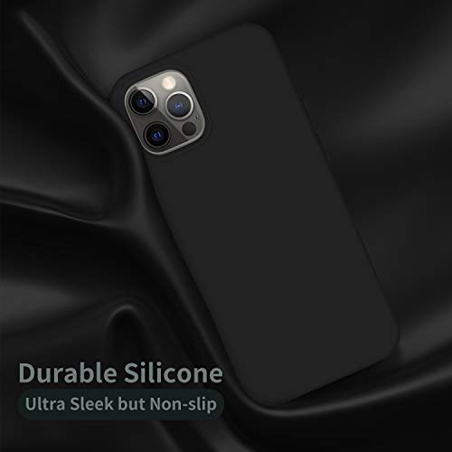 Cordking Compatible with iPhone 12 Pro Max case, Silicone Ultra Slim Shockproof Phone Case with [Soft Anti-Scratch Microfiber Lining], 6.7 inch, Black