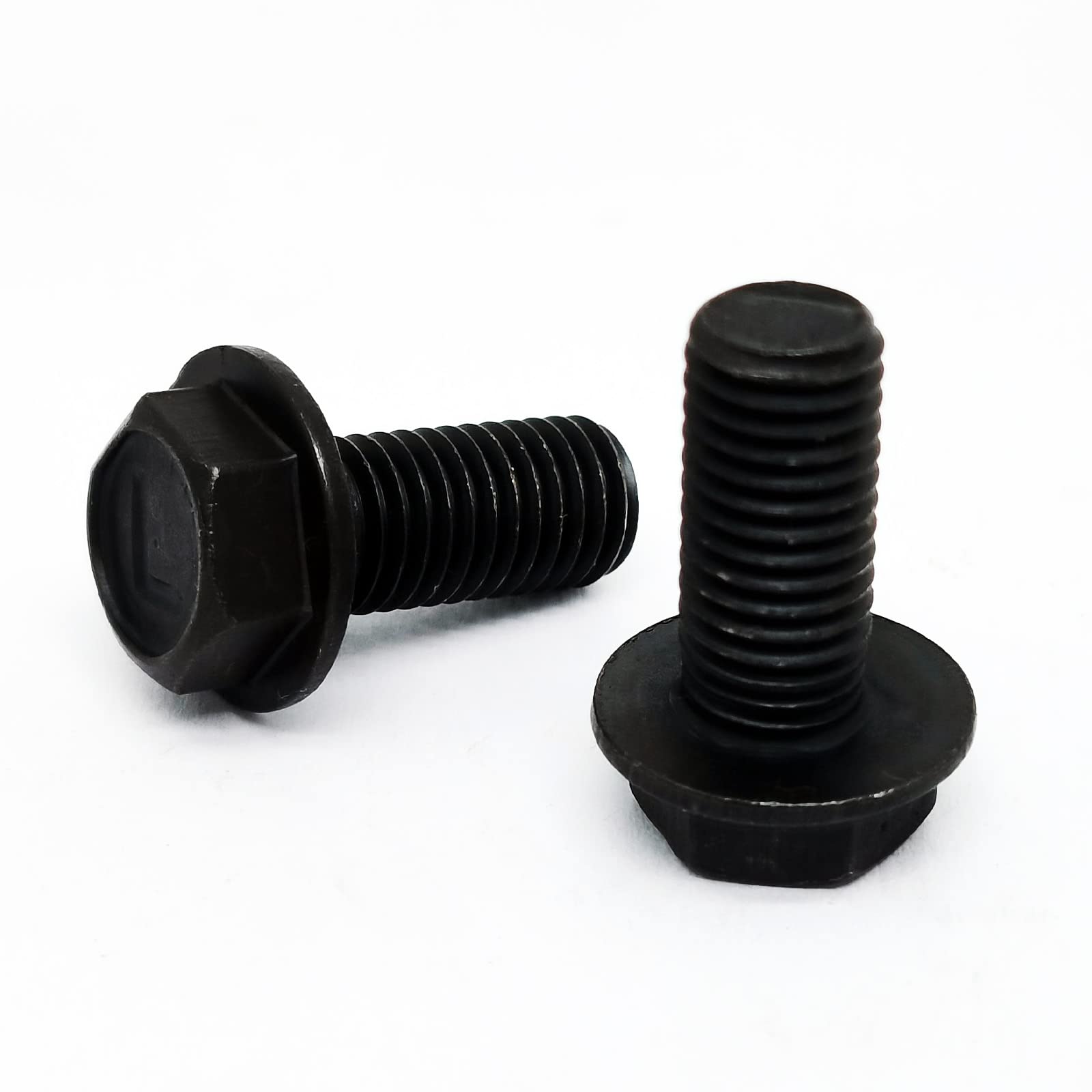 Black Carbon Steel Hex Flange Bolts Left Hand Thread,Bottom Bracket Flanged Axle Bolt,Crank Bolts,M7 Thread,Length 15mm (20 Pcs)