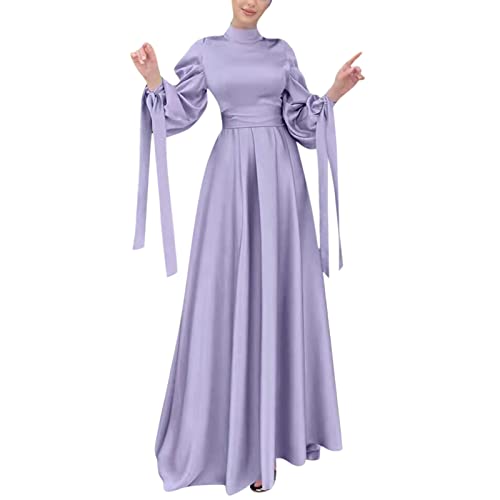 Dress Kaftan Arab Muslim Islamic Abaya Sleeve Casual Womens Solid Dress Women's Casual Dress Purple
