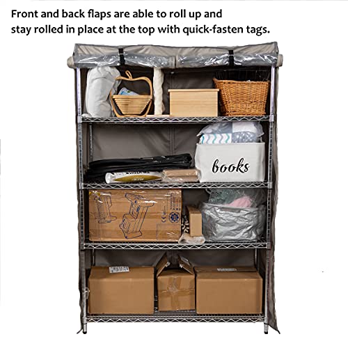 YLOVAN Storage Shelf Cover Wire Rack Shelving Dust Protective, Fits Racks 48" Lx19''Dx72''H One Side See Through Panel (Cover only)