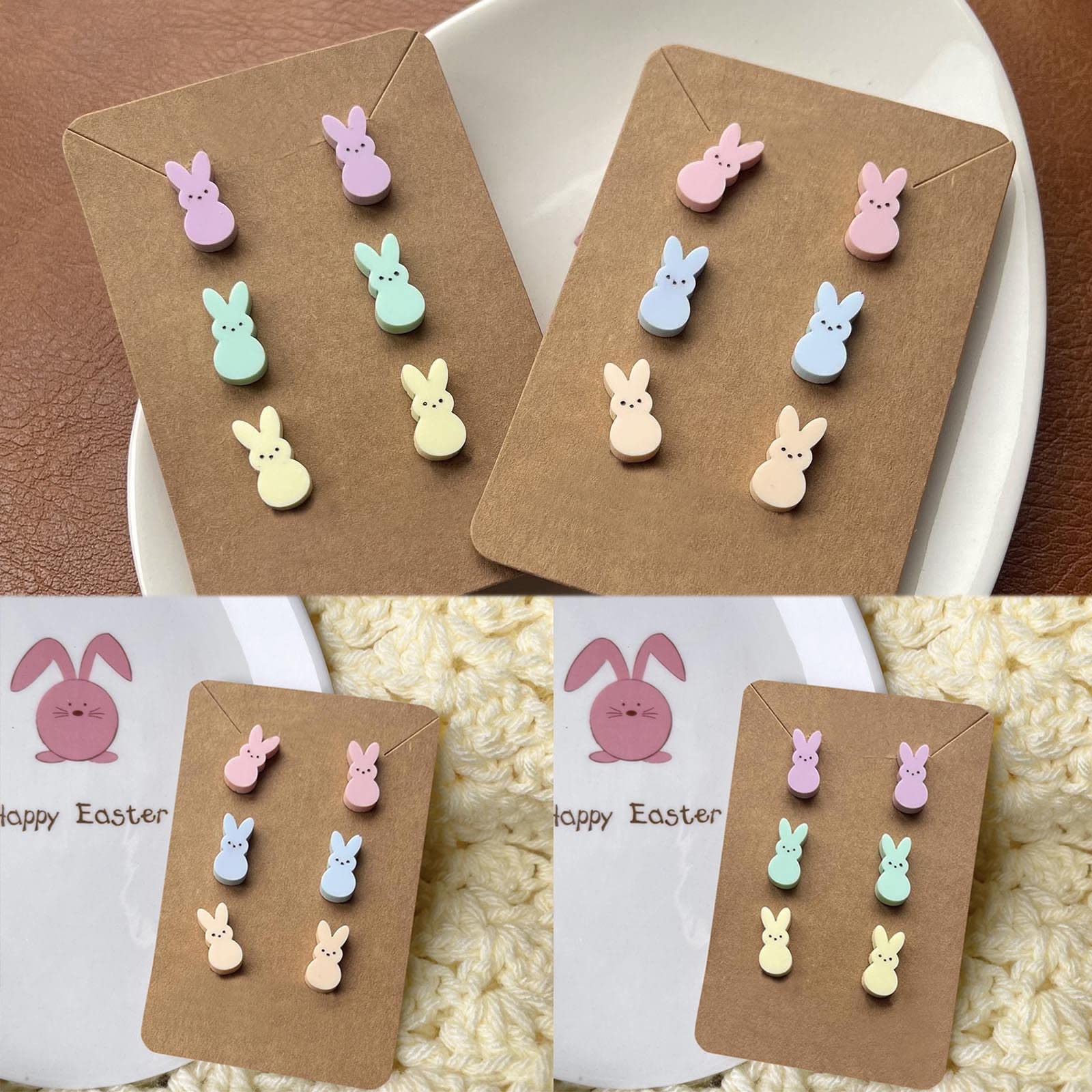GiaFanyX 3 Pairs Easter Women's Earrings Cute Rabbit Shape Fashion Earrings Jewelry Decoration