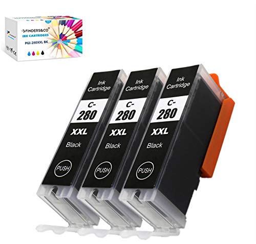 F FINDERS&CO 280 PGBK PGI-280 XXL Black Ink Tank Replacement for Canon 280XXL PGBK 280 XXL Black Ink Cartridges Work with Canon PIXMA TS6320 TR7520 TS8120 TS8320 TR8520 TS9120 (3X PGI-280XXL PGBK)