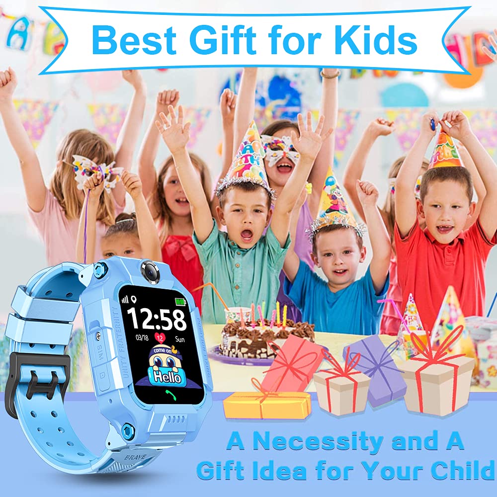 Smart Watch for Kids,Touch Screen Game Watch with 360° rotated Body Design, Waterproof Kids Smartwatch with SOS Call Music Player Dual Camera Alarm Clock Birthday