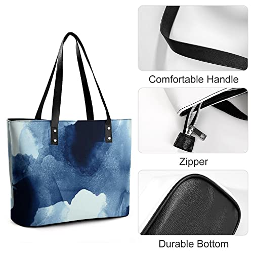 Womens Handbag Blue Texture Leather Tote Bag Top Handle Satchel Bags For Lady
