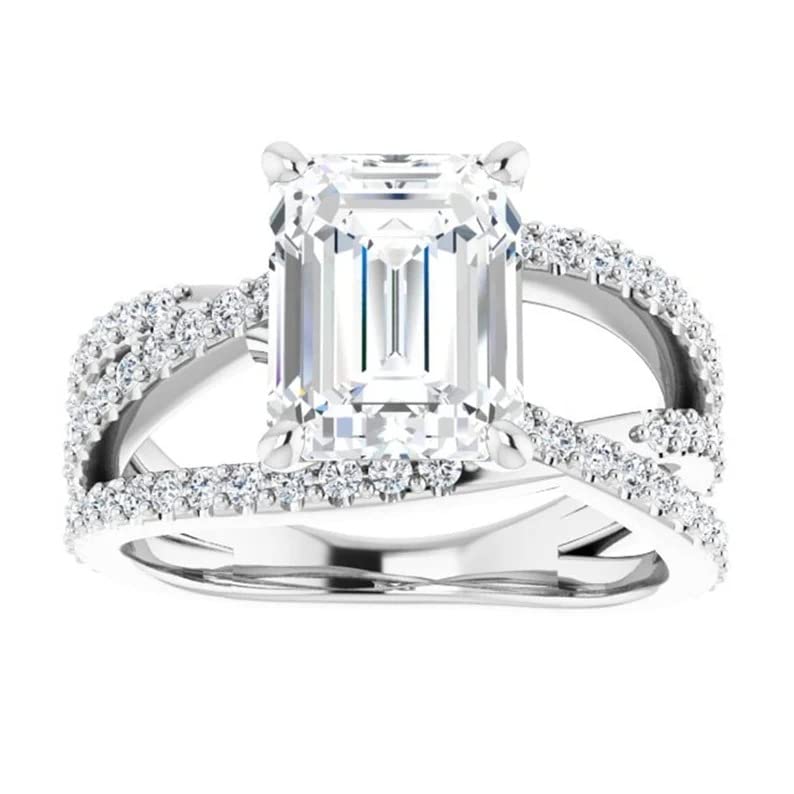 Moissanite world Moissanite Diamond Promise Ring 3.50 CT Radiant Brilliant Cut Solitaire Colorless VVS1 Moissanite Engagement Ring for Women Wedding Ring Bridal Statement Ring