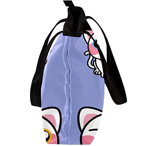 Women's Large Size Canvas Shoulder Bag Hobo Crossbody Handbag Casual Tote, cat purple animal cartoon