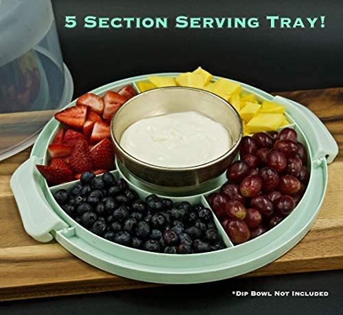 Top Shelf Elements Pie, Cake, Cheesecake Carrier for up to 10 in x 4 1/2 in cake. Two Sided Fashionable Stand Doubles as Five Section Serving Tray Perfect Taker Caddie for Travel (Green)
