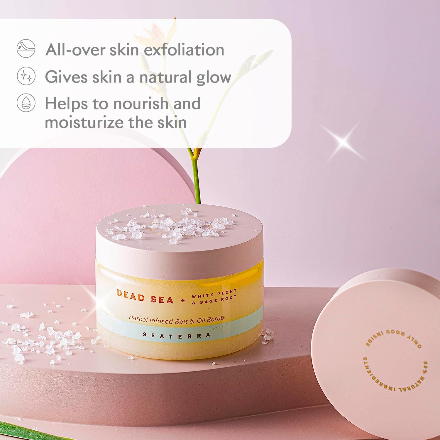 SEATERRA Body Scrub - Exfoliating Body Scrub Enriched with Dead Sea Salt and Antioxidant Oils, Natural Ingredients, Vegan friendly, 400 gr. / 14 oz.