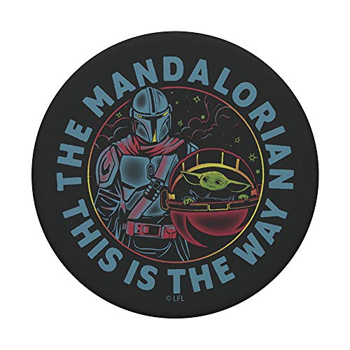 Star Wars: The Mandalorian & The Child Neon Line Art PopSockets PopGrip: Swappable Grip for Phones & Tablets