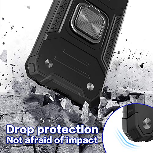 IDYStar Galaxy A21 Case with Screen Protector,Galaxy A21 Case,Shock Absorption Heavy Duty Drop Test Slim Cover with Car Mount Kickstand Lightweight Protective Phone Case for Samsung Galaxy A21, Black
