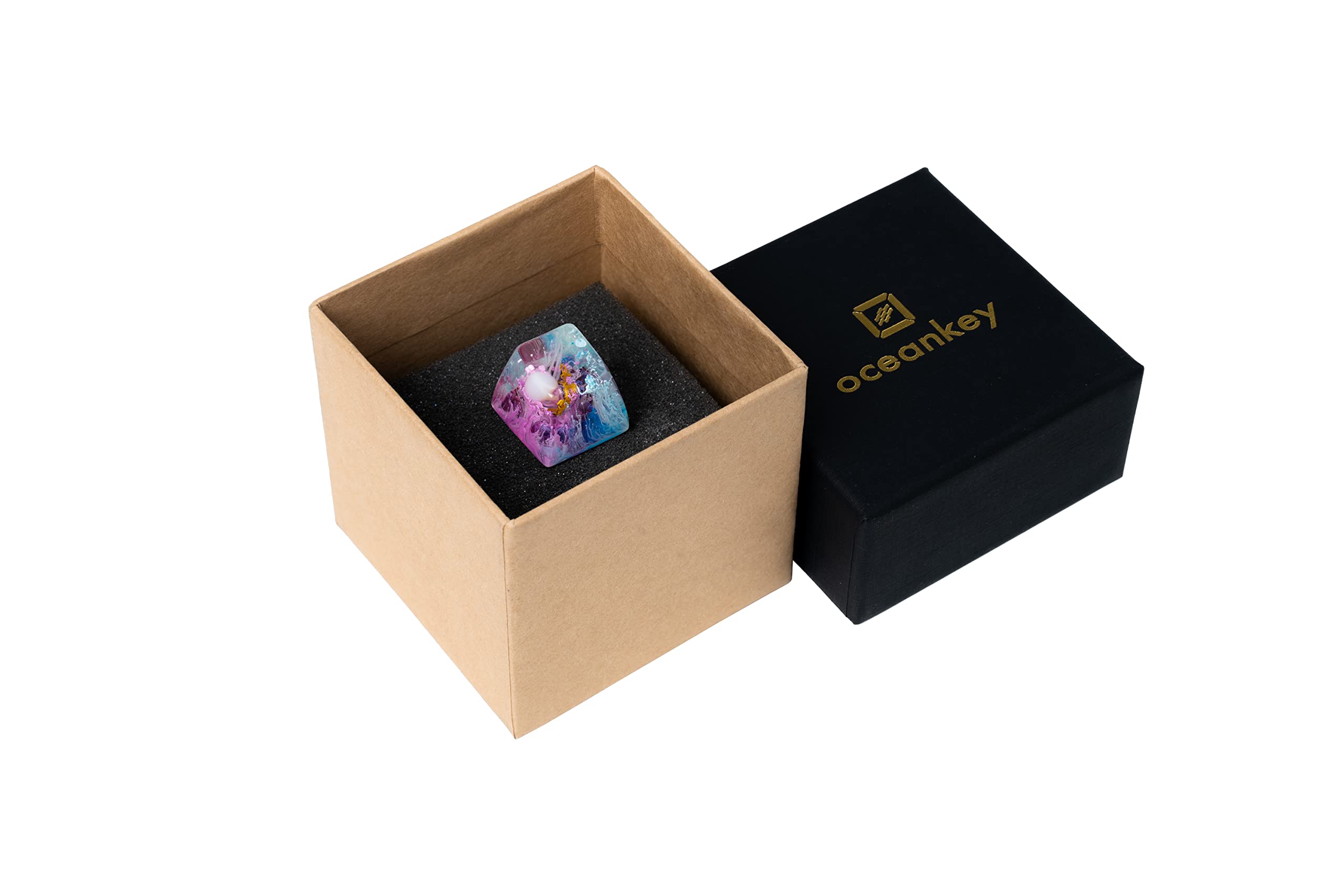 Ocean Key Artisan Keycap for DIY Replacement Handmade Resin Keycap Blue Mixed Purple Jellyfish Keycap for Switch Gaming, Cherry MX Mechanical Keyboards (Blue Mixed Purple)