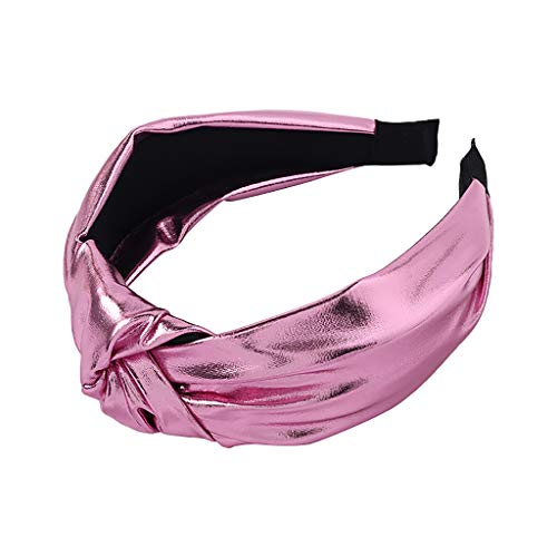 Fashion Bow Knot Leather Hairband Women Hair Head Hoop Girls Hair Headband Play It Again Sports (Pink-c, One Size)