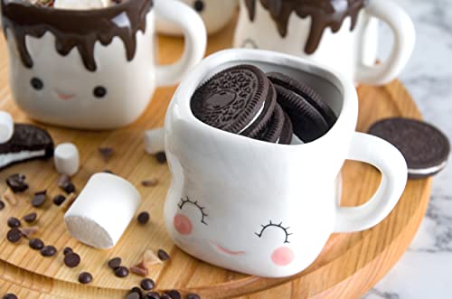 Ursa Cute Marshmallow Hot Chocolate Mugs, Ceramic Set, Cups for Coffee, Hot Chocolate, Hot Cocoa - Funny Coffee
