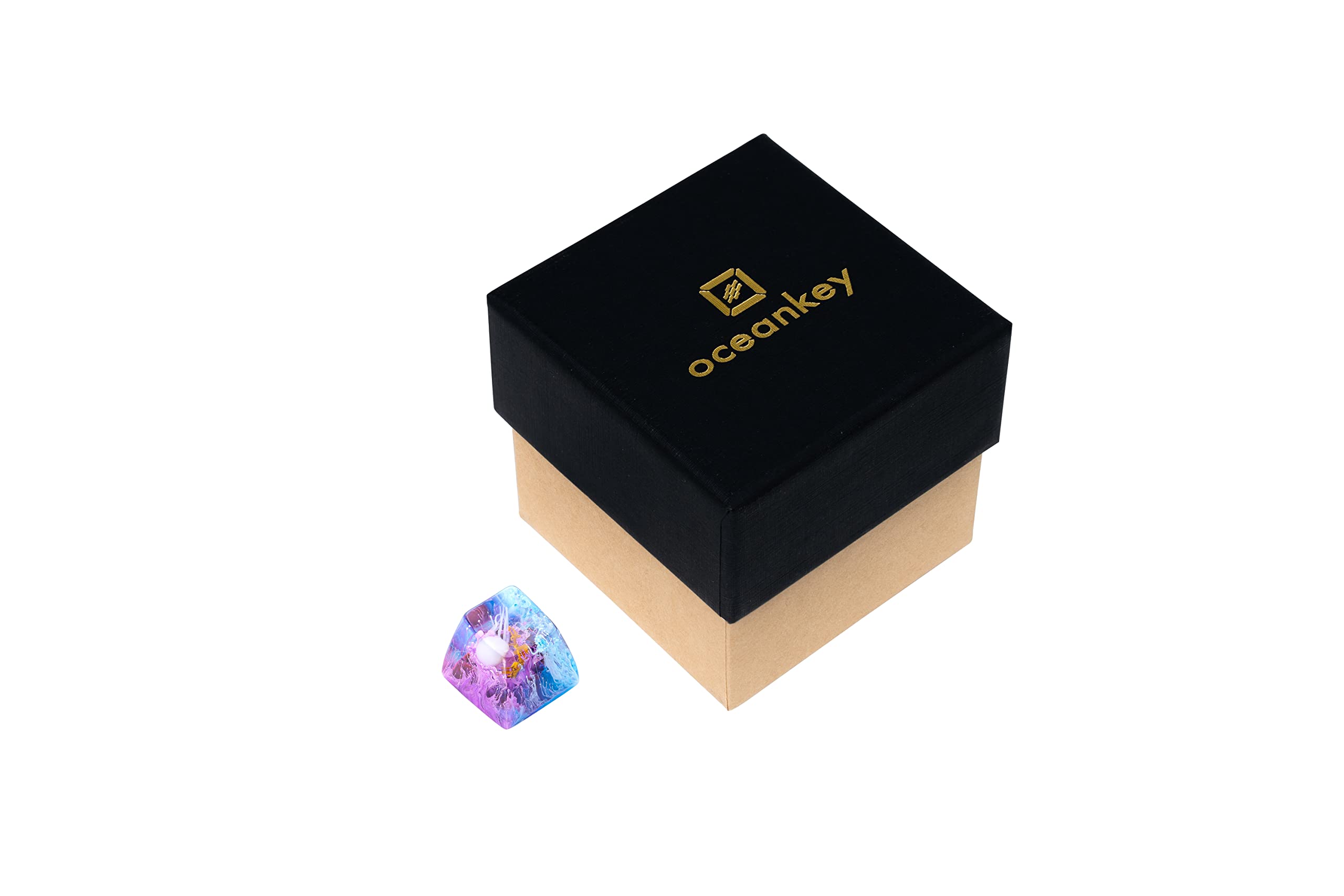 Ocean Key Artisan Keycap for DIY Replacement Handmade Resin Keycap Blue Mixed Purple Jellyfish Keycap for Switch Gaming, Cherry MX Mechanical Keyboards (Blue Mixed Purple)