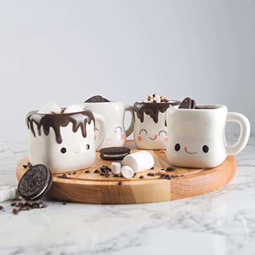 Ursa Cute Marshmallow Hot Chocolate Mugs, Ceramic Set, Cups for Coffee, Hot Chocolate, Hot Cocoa - Funny Coffee