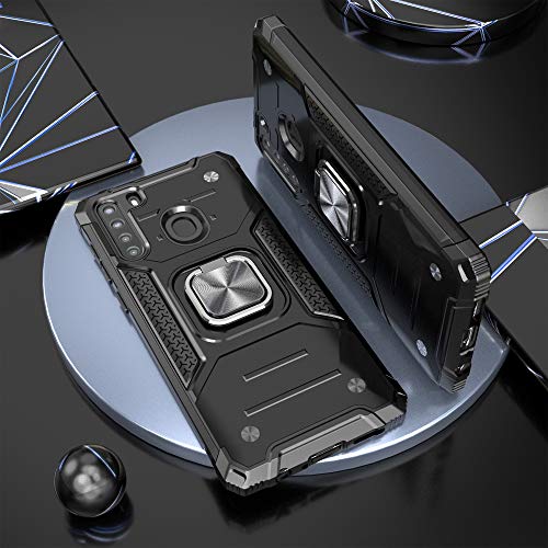 IDYStar Galaxy A21 Case with Screen Protector,Galaxy A21 Case,Shock Absorption Heavy Duty Drop Test Slim Cover with Car Mount Kickstand Lightweight Protective Phone Case for Samsung Galaxy A21, Black