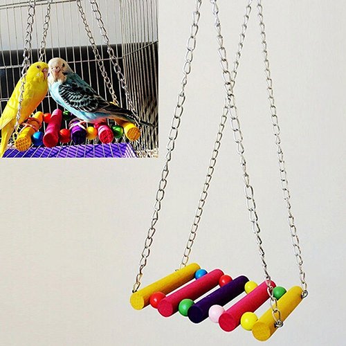 SONGBIRDTH Parrot Swing Toys - Pet Bird Parrot Parakeet Budgie Cockatiel Wooden Cage Hammock Swing Hanging Toy for Medium and Small Parrot
