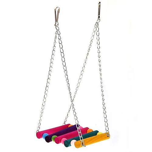 SONGBIRDTH Parrot Swing Toys - Pet Bird Parrot Parakeet Budgie Cockatiel Wooden Cage Hammock Swing Hanging Toy for Medium and Small Parrot