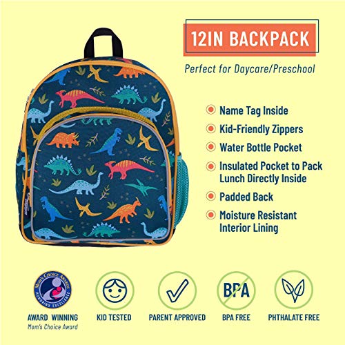 Wildkin 12 Inch Kids Backpack Bundle with Nap Mat Cover (Jurassic Dinosaurs)