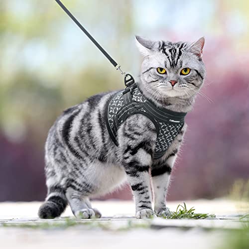CatRomance Cat Harness and Leash, Escape Proof Kitten Harness and Leash Set for Walking, Adjustable Cat Vest Harness for Kitten, Breathable Kitty Harness with Reflective Strips and Easy Control