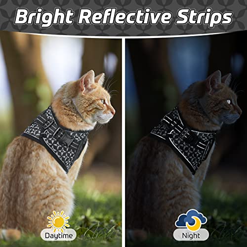 CatRomance Cat Harness and Leash, Escape Proof Kitten Harness and Leash Set for Walking, Adjustable Cat Vest Harness for Kitten, Breathable Kitty Harness with Reflective Strips and Easy Control