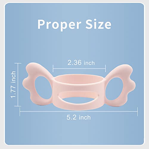 FAREVER Baby Bottle Handles, Silicone Wide-Neck Baby Bottle Handle, Outer Diameter Over 6cm for Bottle Pink/White/Green/Grey (4 Pack)