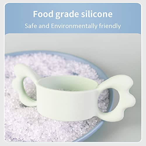 FAREVER Baby Bottle Handles, Silicone Wide-Neck Baby Bottle Handle, Outer Diameter Over 6cm for Bottle Pink/White/Green/Grey (4 Pack)