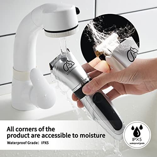 Pet Clippers Professional Dog Grooming kit Adjustable Low Noise High Power Rechargeable Cordless Pet Grooming Tools , Hair Trimmers for Dogs and Cats, Washable(IPX5), with LED Display.