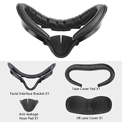 KAMILLEE VR Facial Interface Bracket PU Leather Foam Face Cover Pad Replacement & Lens Cover Accessories Set for Oculus Quest 2 (Widen Version)