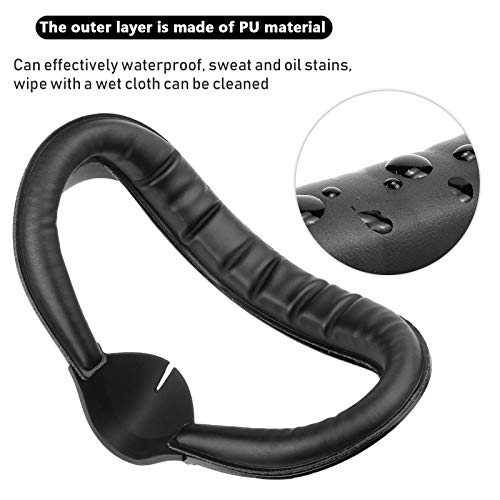KAMILLEE VR Facial Interface Bracket PU Leather Foam Face Cover Pad Replacement & Lens Cover Accessories Set for Oculus Quest 2 (Widen Version)