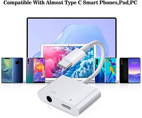 USB C to 3.5mm Jack Headphone Aux Audio Adapter Type C Fast Charging Dongle Converter USBC Earphone Adapter for Google Pixel 4 4XL 3 3XL 2 2XL, iPad Pro 2020 2019 2018, Samsung Note 10/S20 and More
