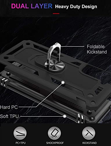 IKAZZ Galaxy S21 Plus Case,Samsung S21 Plus Cover Military Grade Shockproof Heavy Duty Protective Phone Case Pass 16ft Drop Test with Magnetic Kickstand for Samsung Galaxy S21 Plus Black