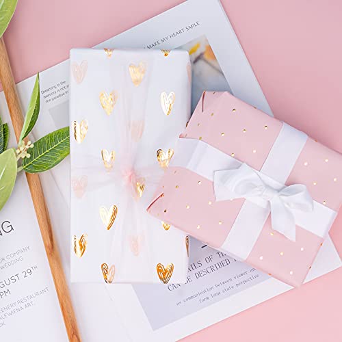 MAYPLUSS Wrapping Paper Roll - Mini Roll - 17 inch X 120 inch Per roll - 3 Different Pink and Gray Floral Design (42.3 sq.ft.ttl)