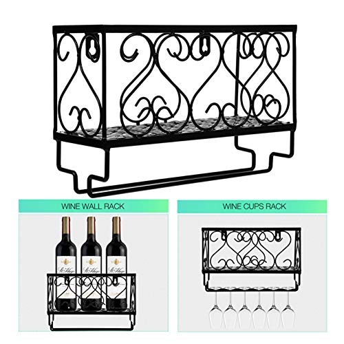 Cabilock Metal Hangers Wall Mount Clothes Rack Wall Mounted Wine Rack Wire Wine Glass Rack Wine Bottle Holder Wine Glass Hanger Stemware Rack for Bar Kitchen Metal Clothes Hanger Wall Clothes Rack