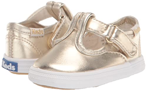Keds Baby Champion LACE Toe Cap Tstrap Sneaker, Champagne Metallic, 3 US Unisex Infant